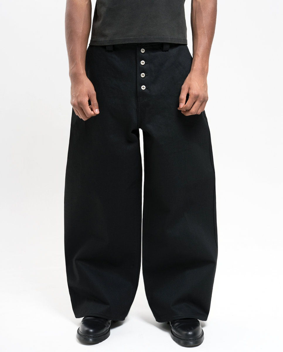 MENES Okayama Raw Loose Fit Jeans - Jet Black
